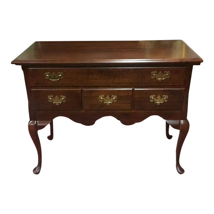Vintage Lowboy Chest Solid Wood Cherry Small Vanity Dresser | Chairish
