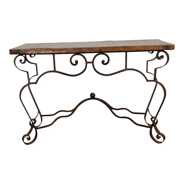 Late 20th Century Copper Top Console Table | Chairish