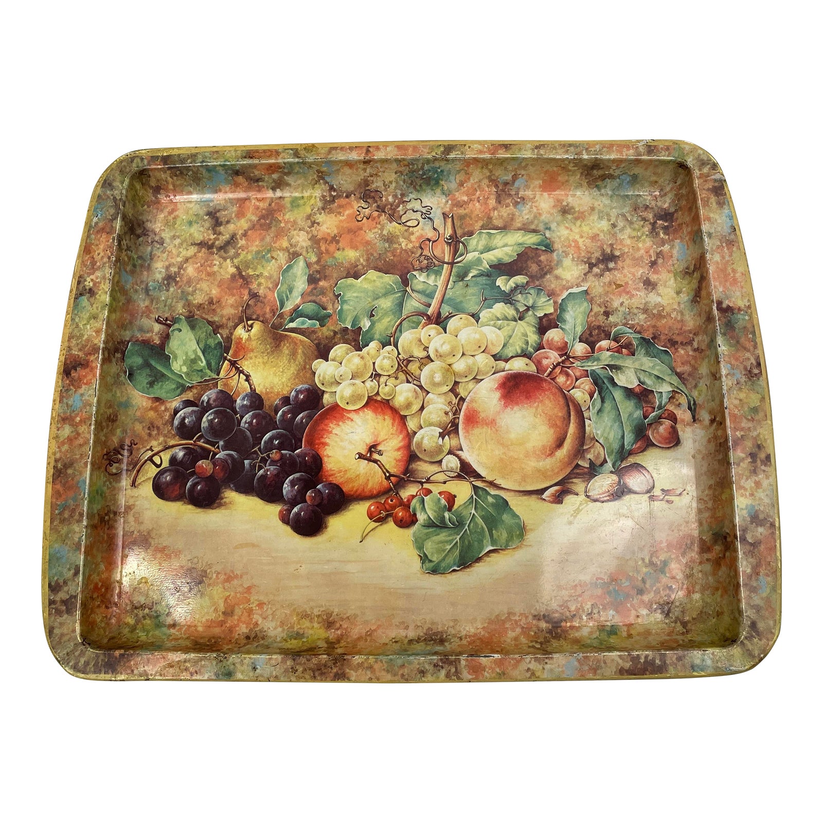 Daher Serving Metal Tray With Fruit Motif Made in England | Chairish