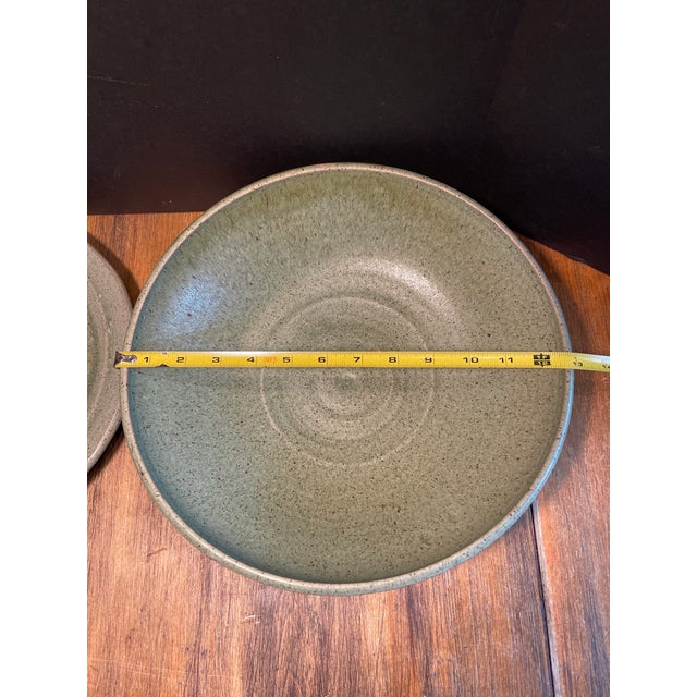 Vintage Wheel Thrown Stoneware & Under Plate Set- 2 Pieces | Chairish