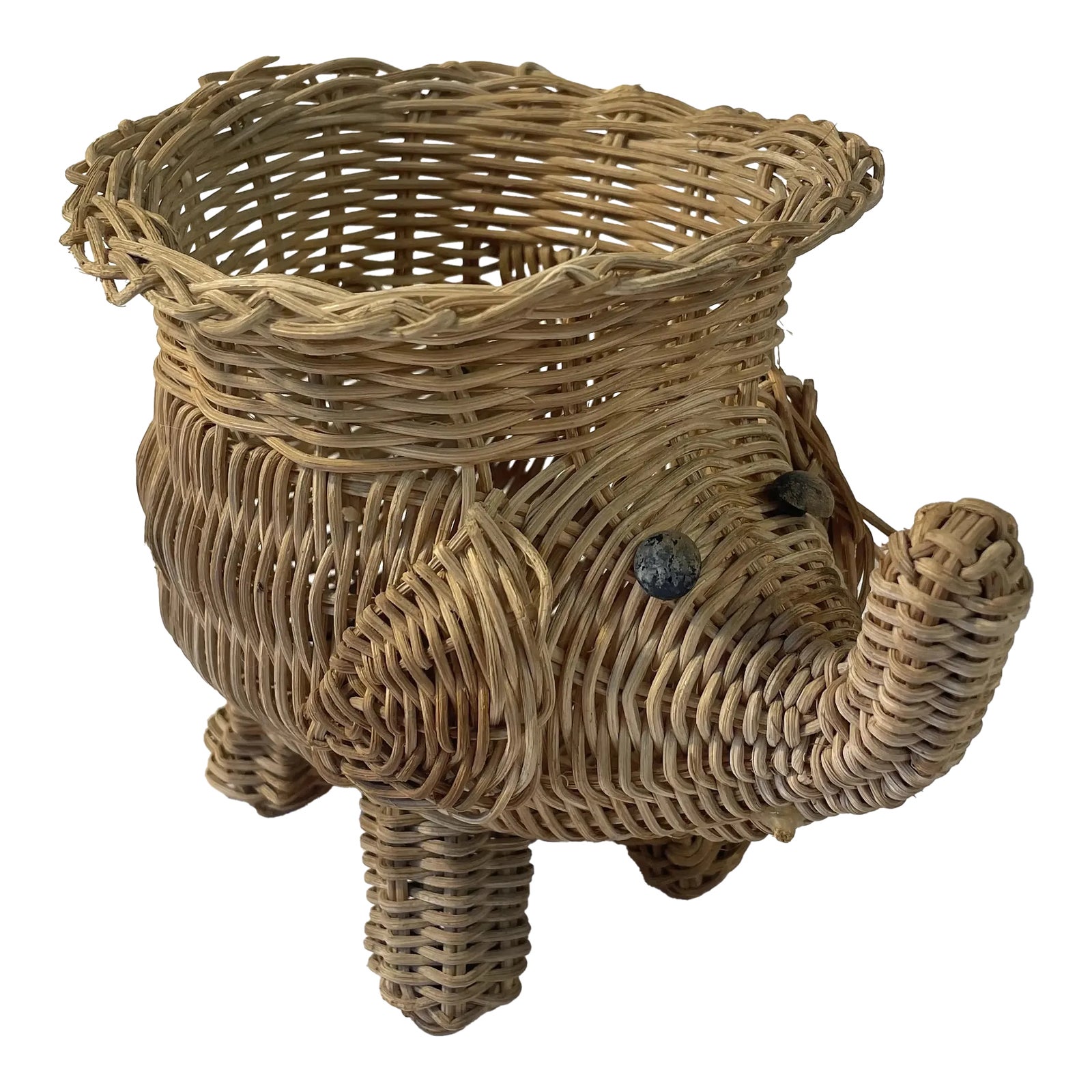 Vintage Wicker Elephant Shaped Planter Basket | Chairish