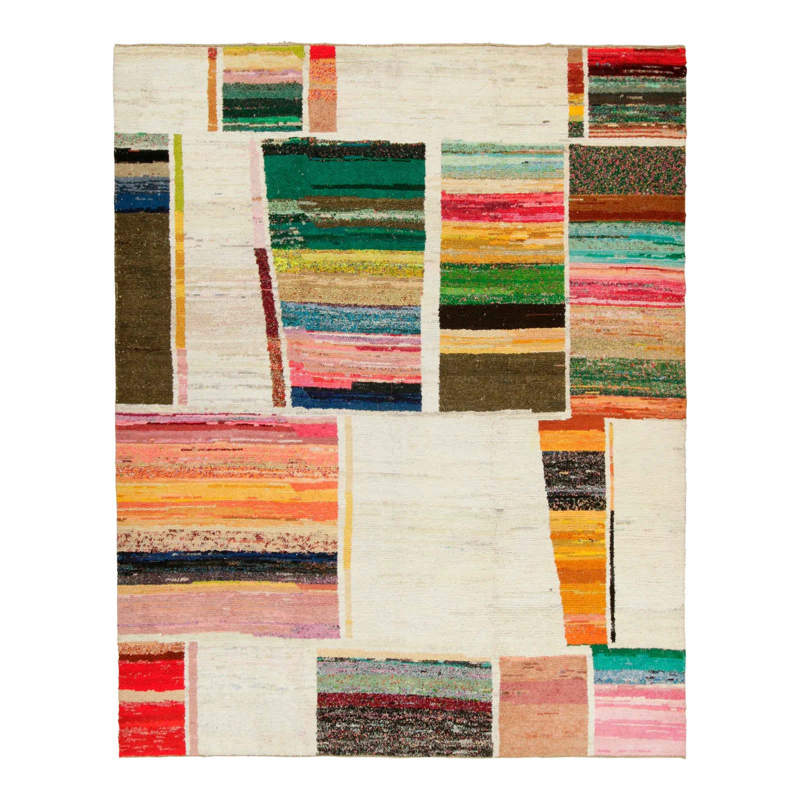 Rug & Kilim’s Moroccan Style Rug in Polychromatic Geometric Pattern ...