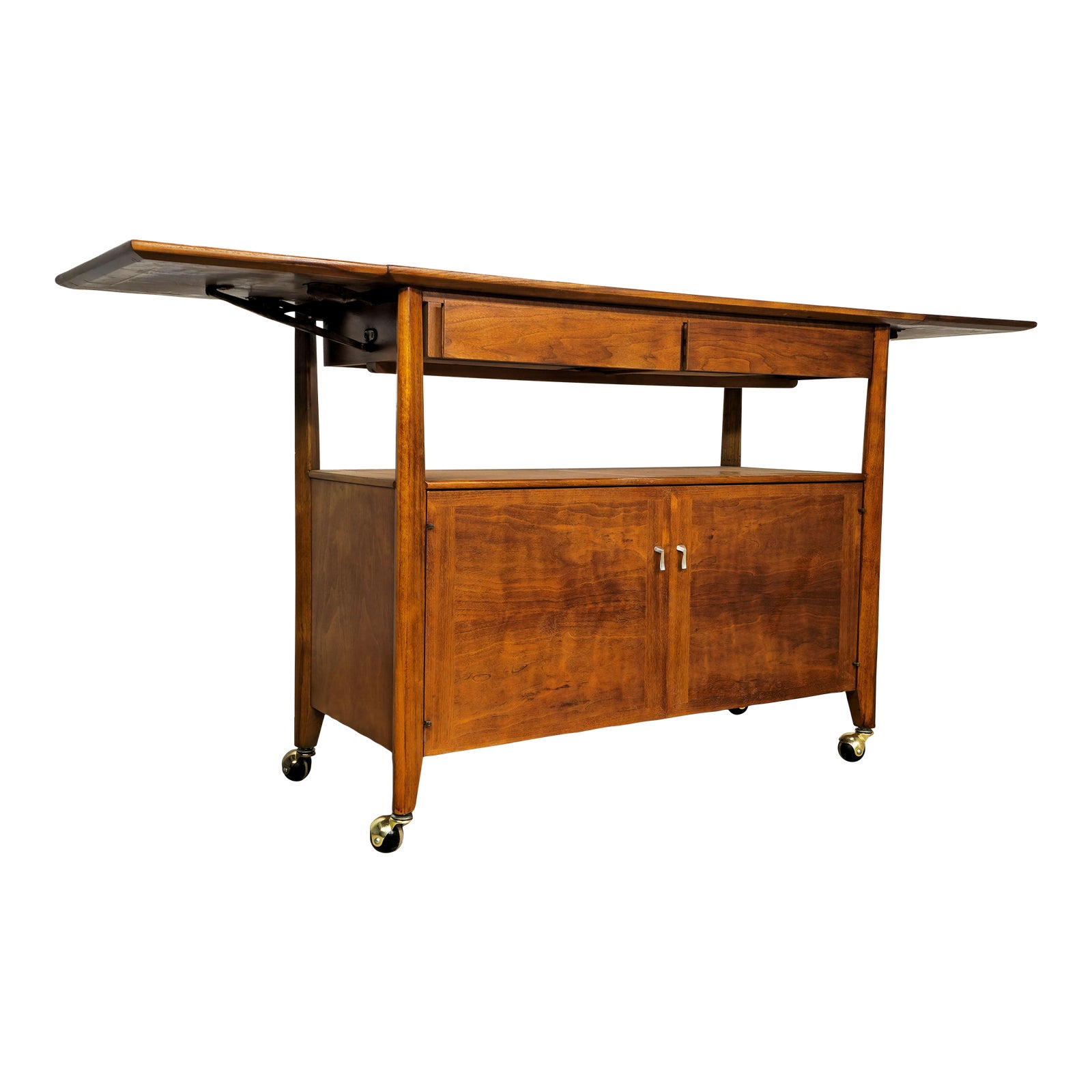 1960s Versatile Vintage Walnut Original Mid Century Modern Server Cart ...