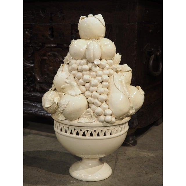 Pair of Italian Creamware 2-Piece Topiary Fruit Bowls | Chairish