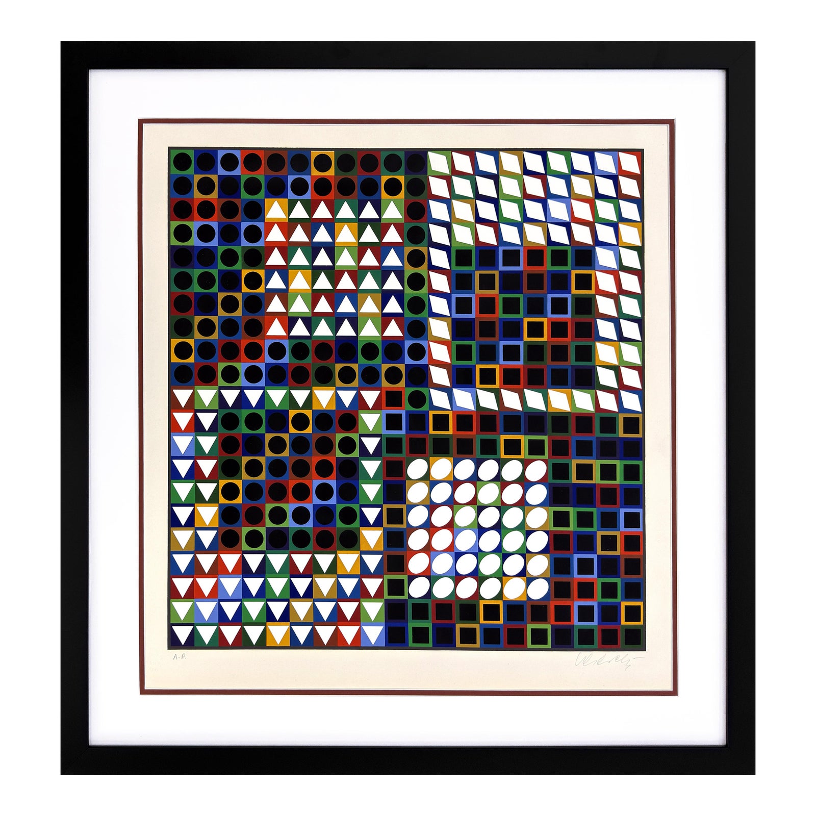 1960s Victor Vasarely, Our MC (Framed Hand Signed Serigraph) | Chairish