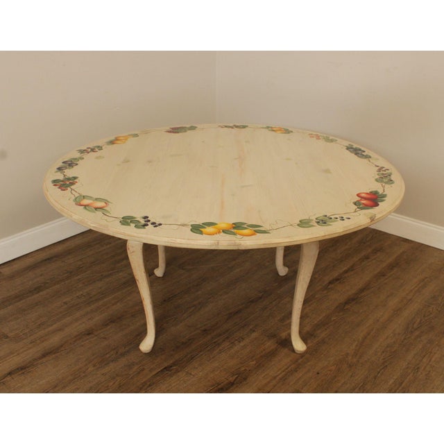 Custom Quality Hand Painted Pine Round Dining Table | Chairish