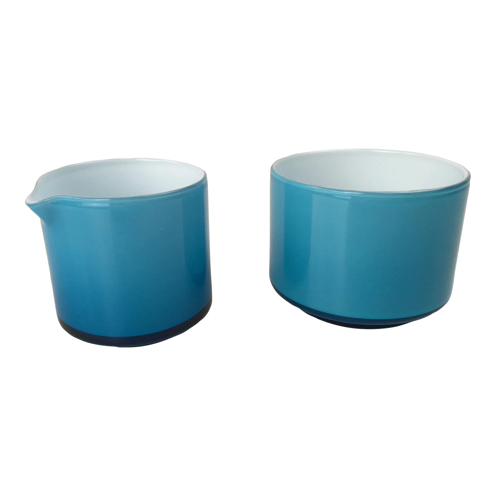 Mid-Century Modern Handblown Cream and Sugar Bowls in Opaline Glass by ...