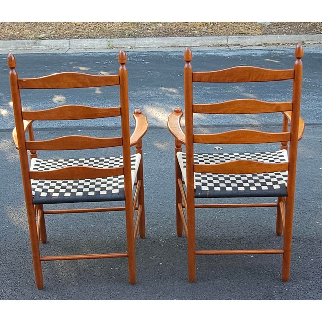 Pair of Shaker Maple Ladder Slat Straight Back Arm Chairs | Chairish