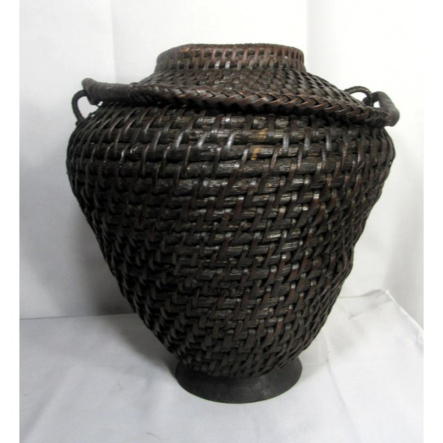 Vintage Large Urn Shaped Rattan Basket | Chairish