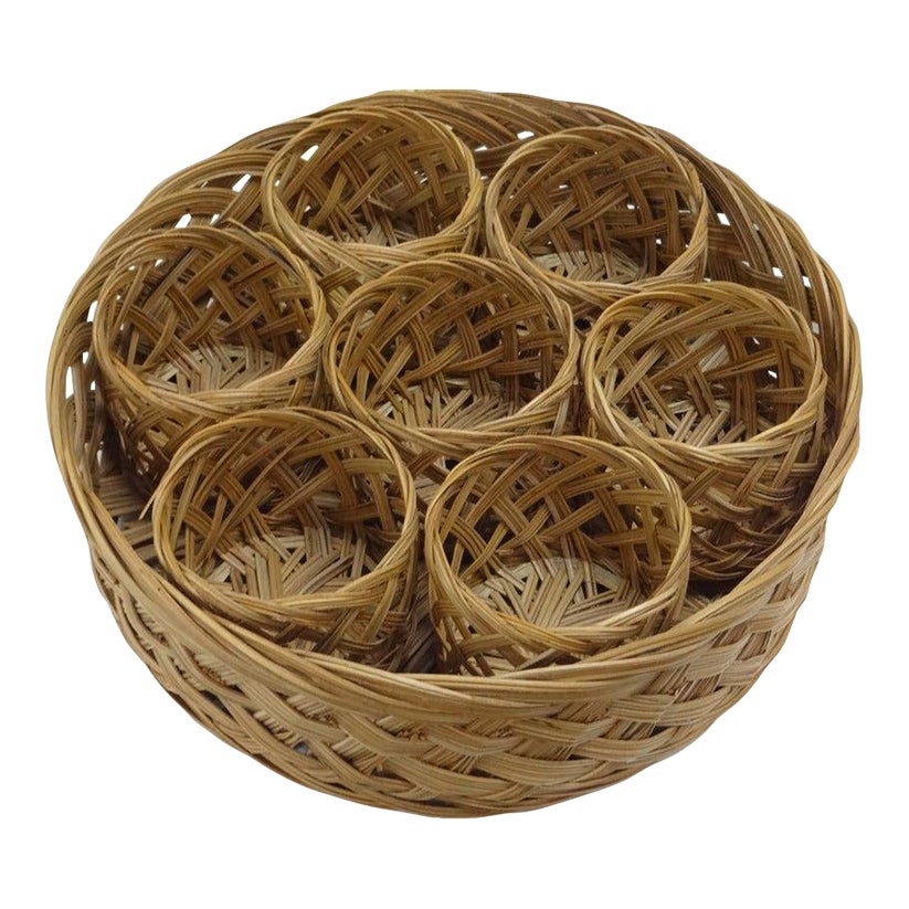 Island Chic Rattan Coaster & Tray Set - 8 Pieces | Chairish