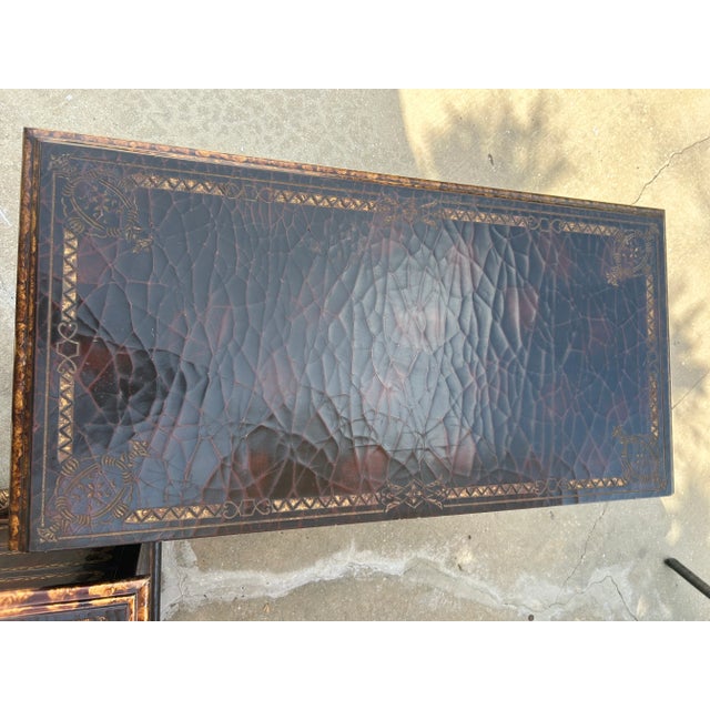 1980s Pair Stylized Lacquer Leather Etched Chests - Vintage | Chairish