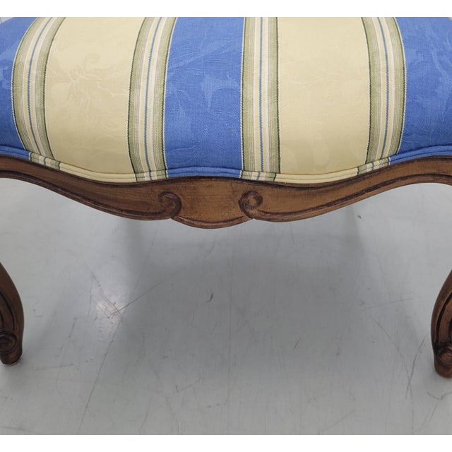 French Louis XV Style Ethan Allen Blue and Yellow Bergere Chair | Chairish