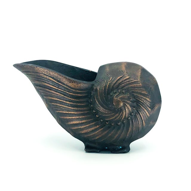 Nautical Cast Iron Seashell Vase | Chairish