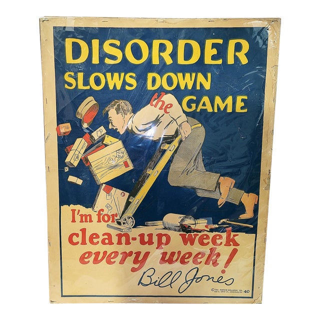 Original 1927 Large Bill Jones Motivational Poster | Chairish