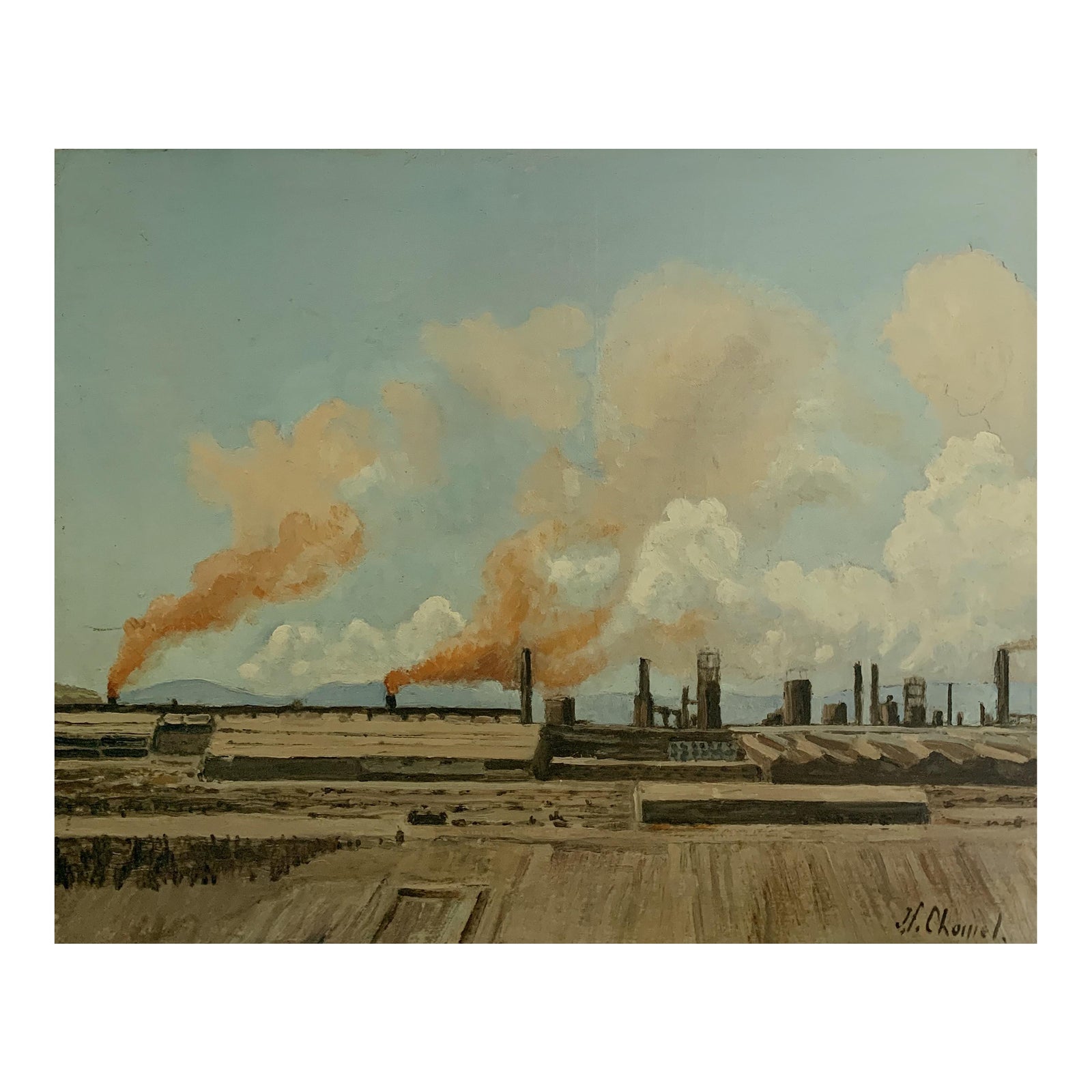 John F. Chomel, Les fumées rouge, 1969 | Chairish