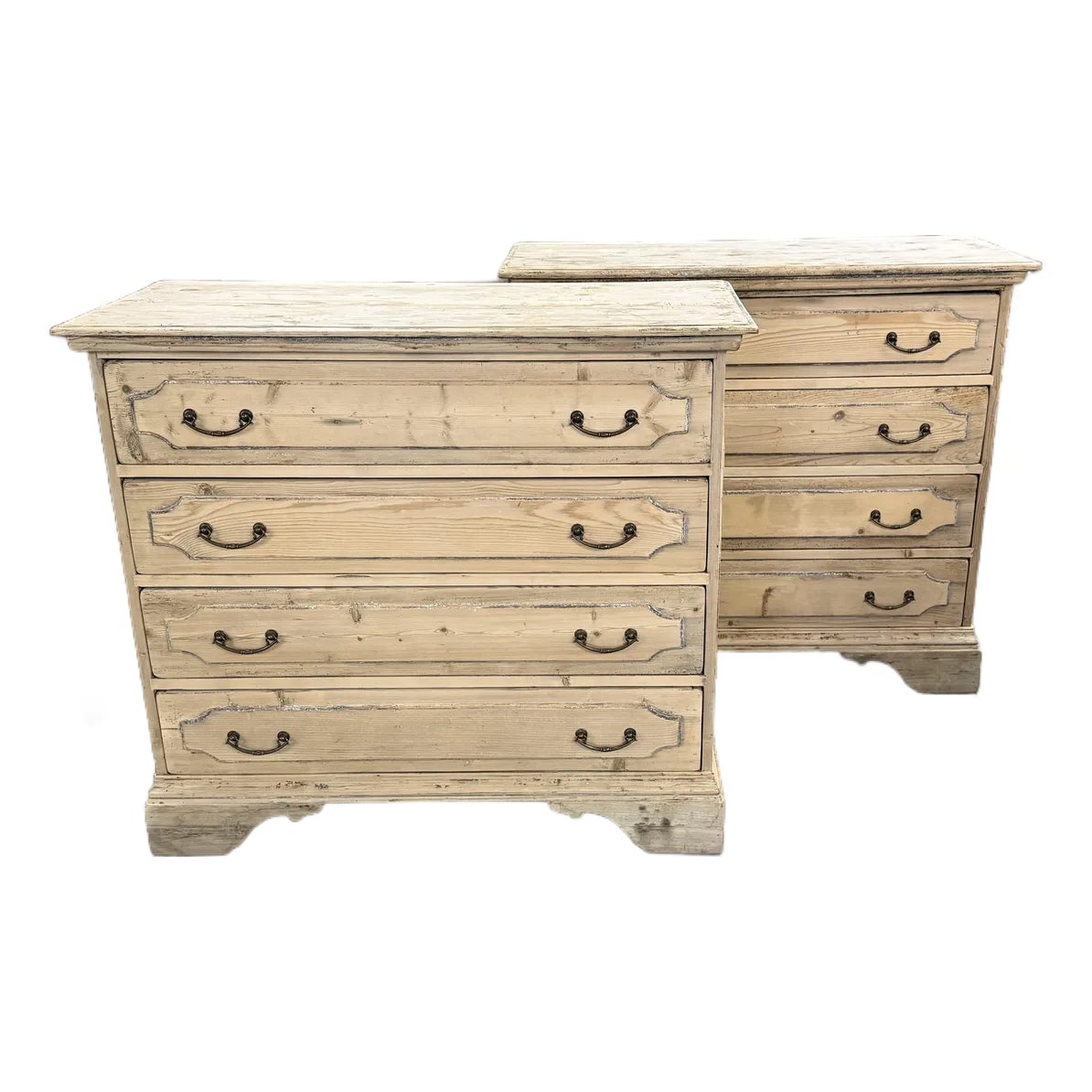 Pair of Antique Italian Weathered Pine Chests | Chairish