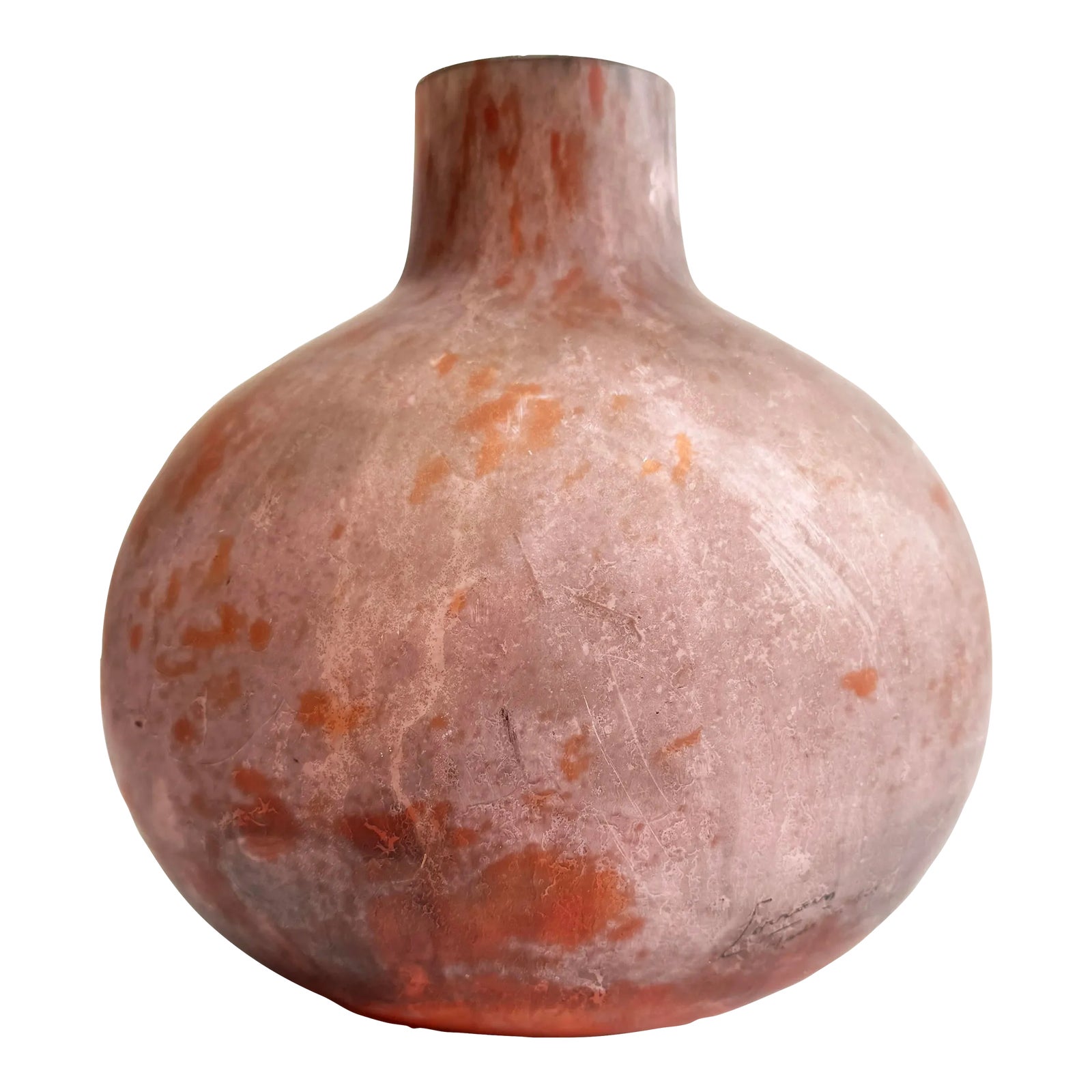 1930's French Mottled Art Glass Vase. Signed Lorraine Made in France ...