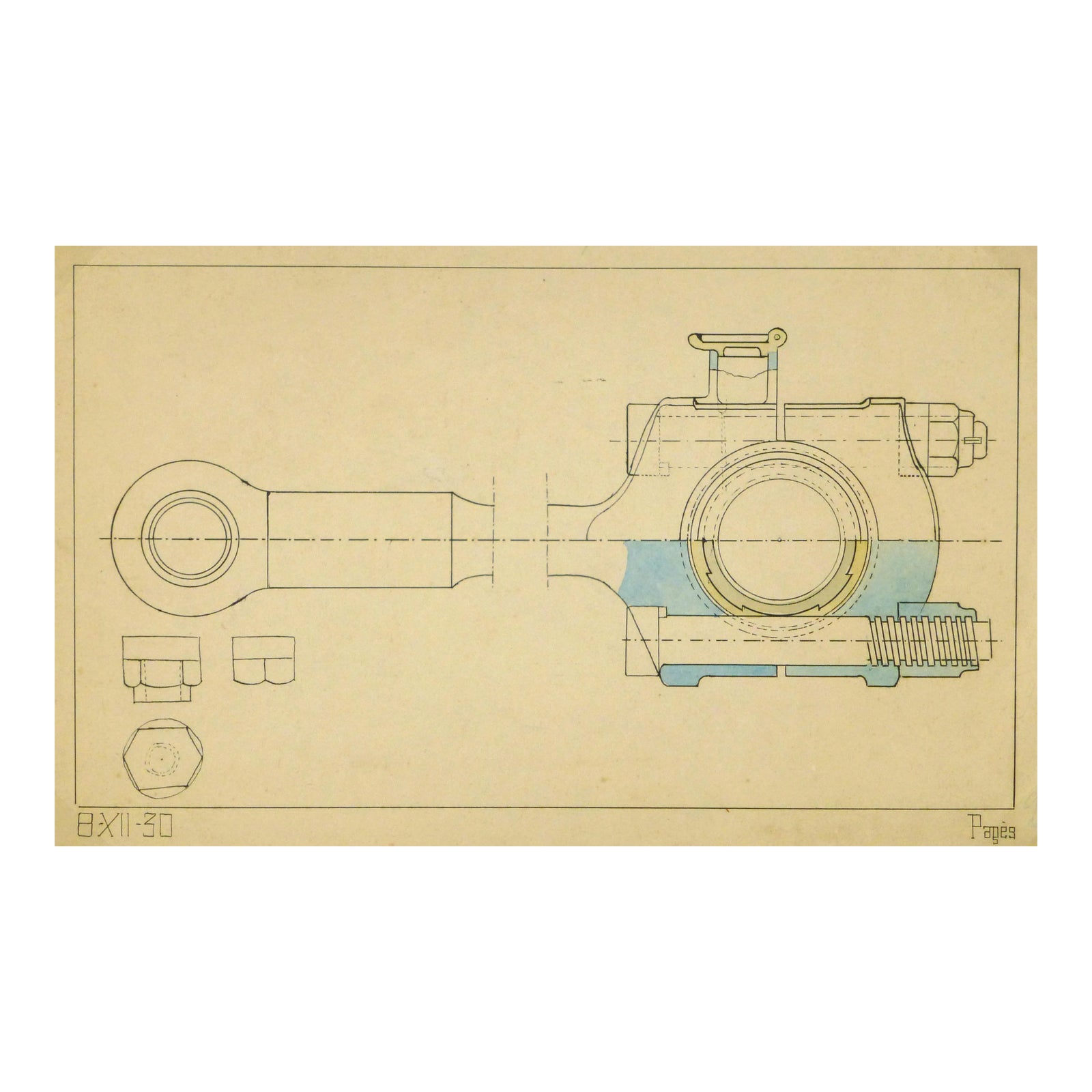 Vintage Mechanical Drawing, 1930 | Chairish