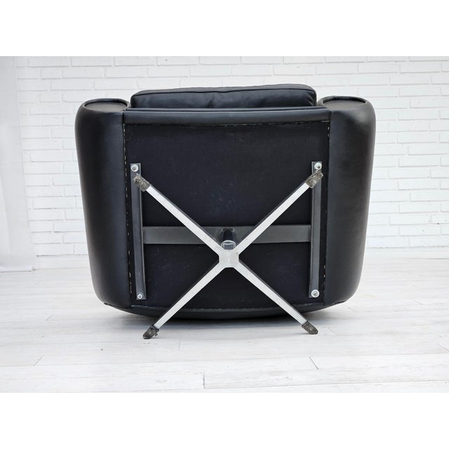 1960s, Danish Swivel Chair, Original Condition, Leather, Cast Aluminium ...