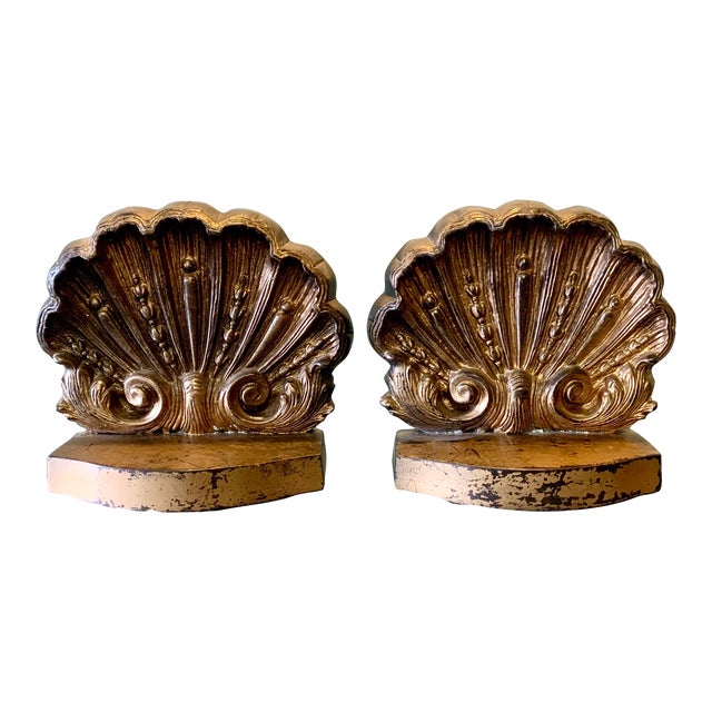 1920s Art Nouveau Bronze Shell & Swag Bookends - a Pair | Chairish