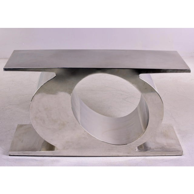 Vintage French Inox Steel Sculptural Console | Chairish