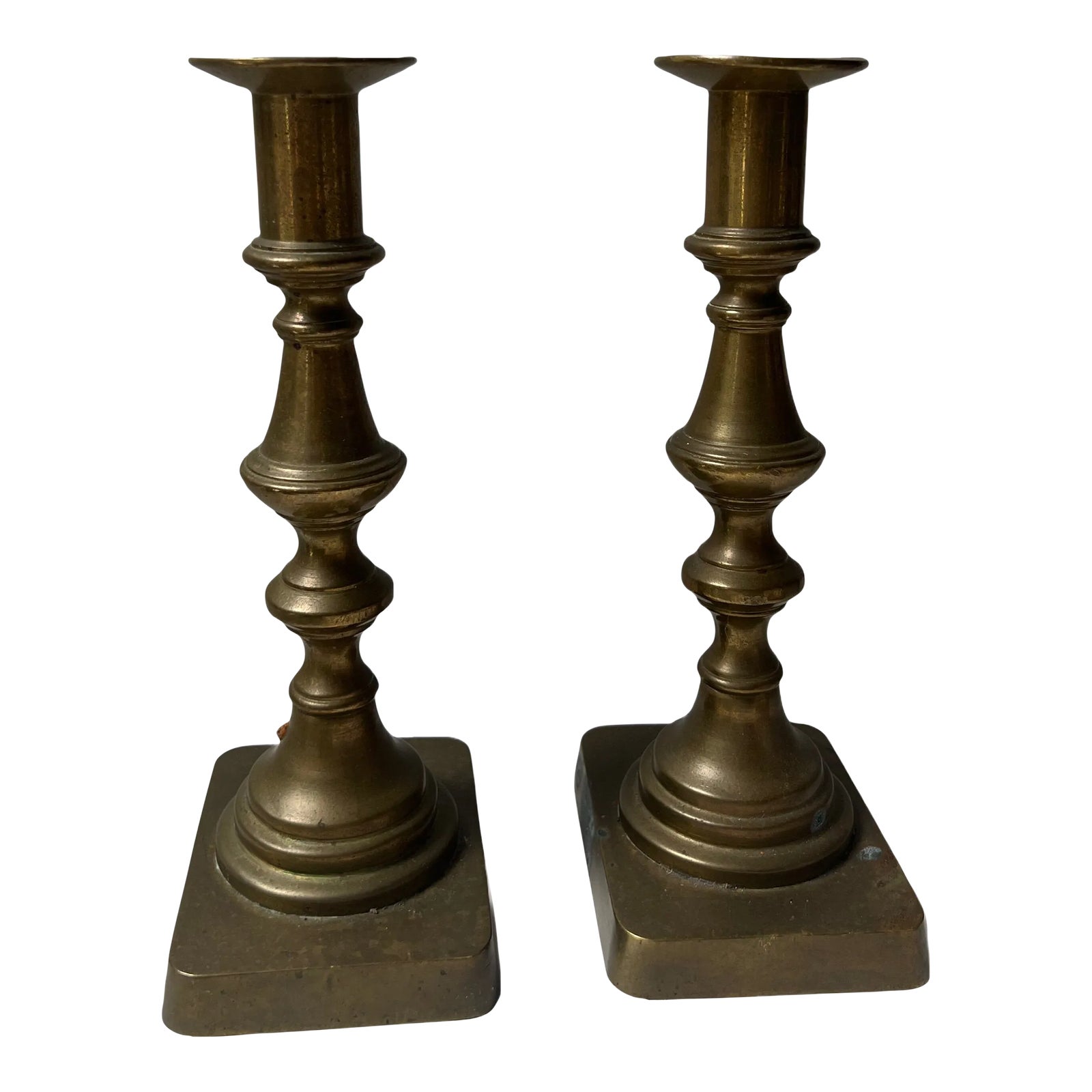 19th Century Pair of Antique Heavy Bronze Candlesticks | Chairish