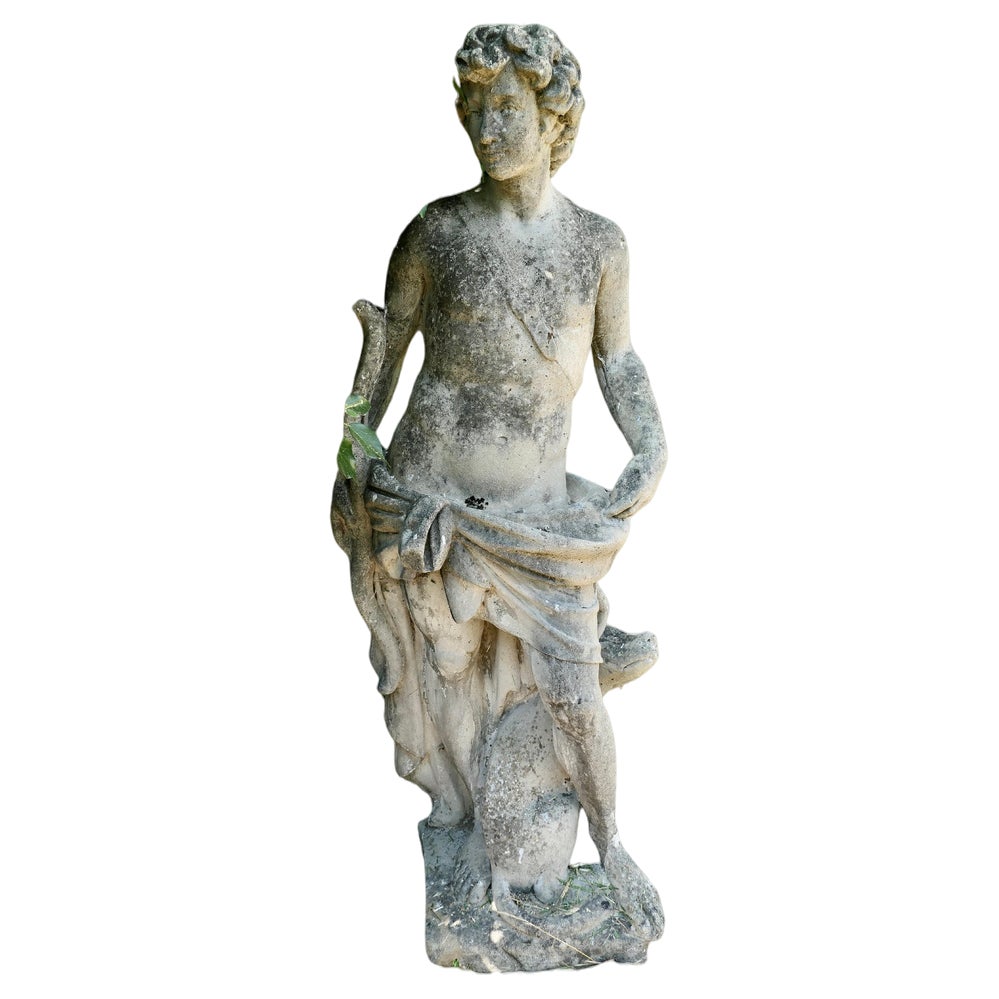 French Statue of Apollo in Cast Stone, 1950 | Chairish