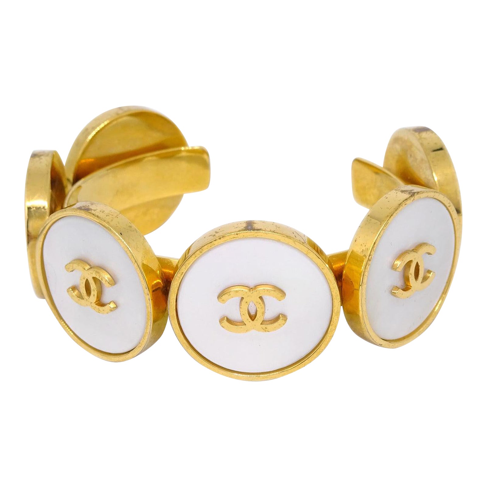 Chanel Shell Bangle Gold 96A 113296 | Chairish