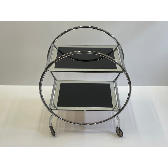 Mid Century Modern Chrome & Mirrored Bar Cart | Chairish