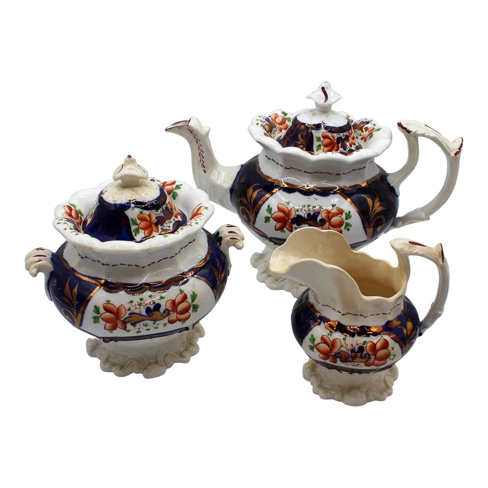 Mid-19th Century Gaudy Welsh Tea Set | Chairish