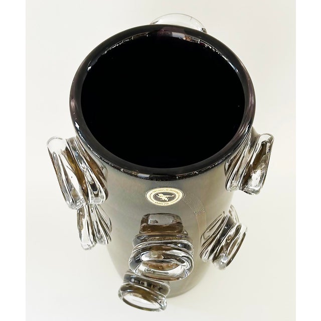 Vintage Black and 24k Gold Infused Dimurano Glass Vase With Clear Glass ...