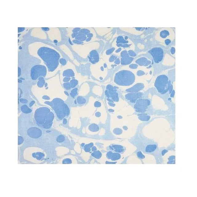 Marmorizatta Baby Blue Print on Cotton/Linen Blend Fabric | Chairish