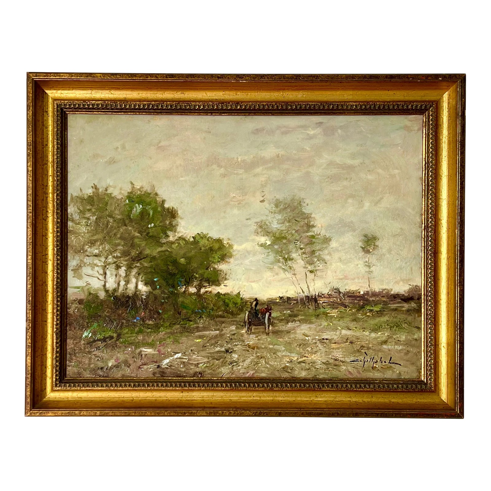 Helmut Josef Schilhabel "Horse-Drawn Cart and Farmer" Oil Painting on ...