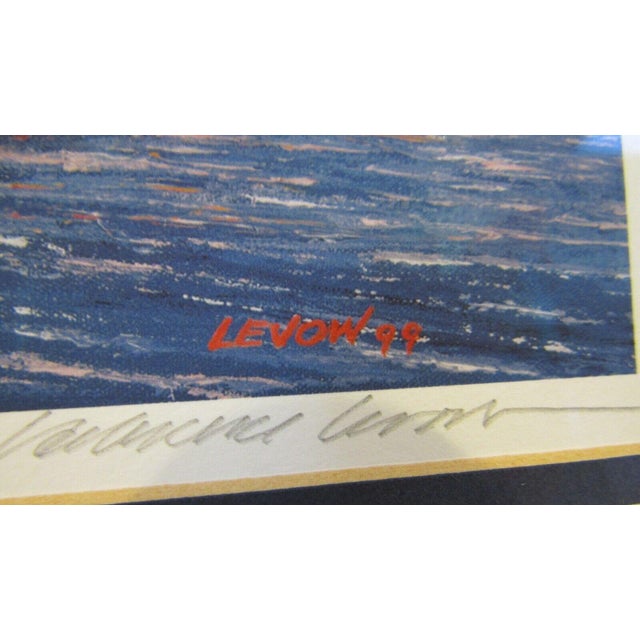 1990s Framed Lawrence Levow City Along Water at Night Lithograph | Chairish