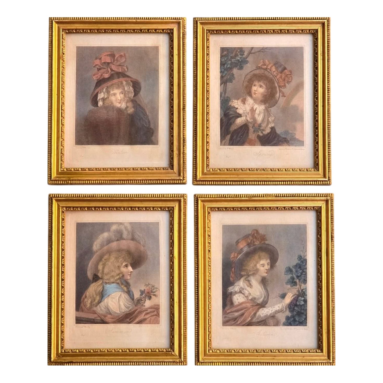 William Hamilton, The Four Seasons, 1700s, Engravings, Framed, Set of 2 ...