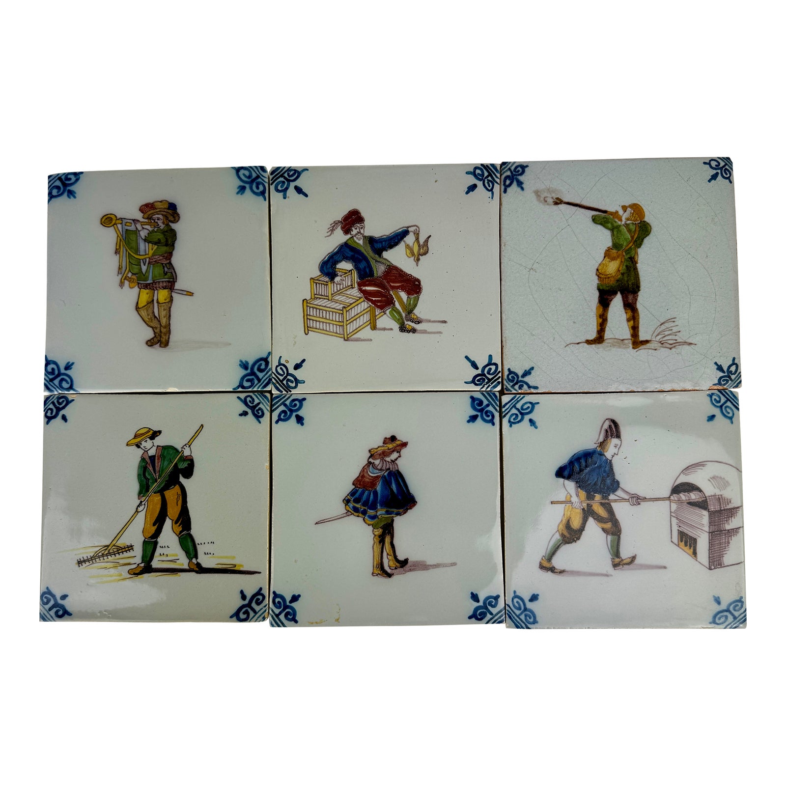 Set of 6 Vintage Hand Painted Makkum Tiles by Royal Tichelaar Dutch ...