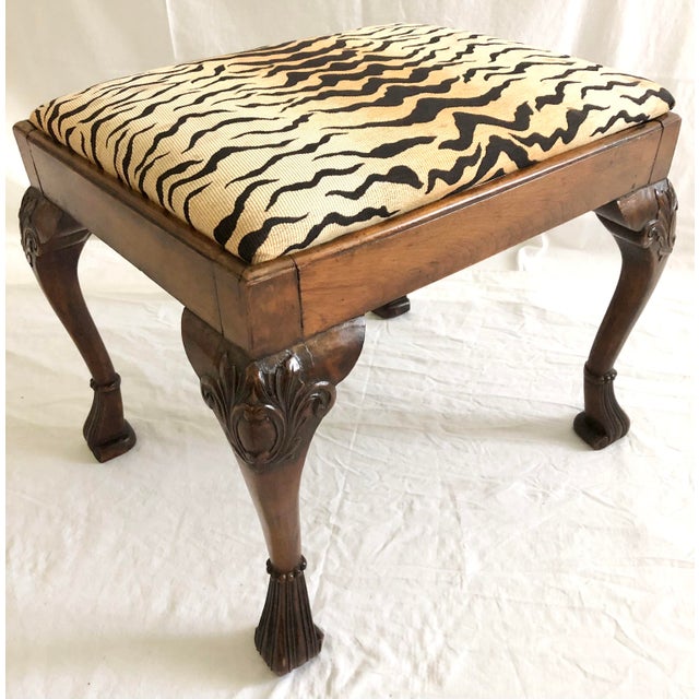 Late 18th Century English Georgian, Carved Walnut Stool | Chairish