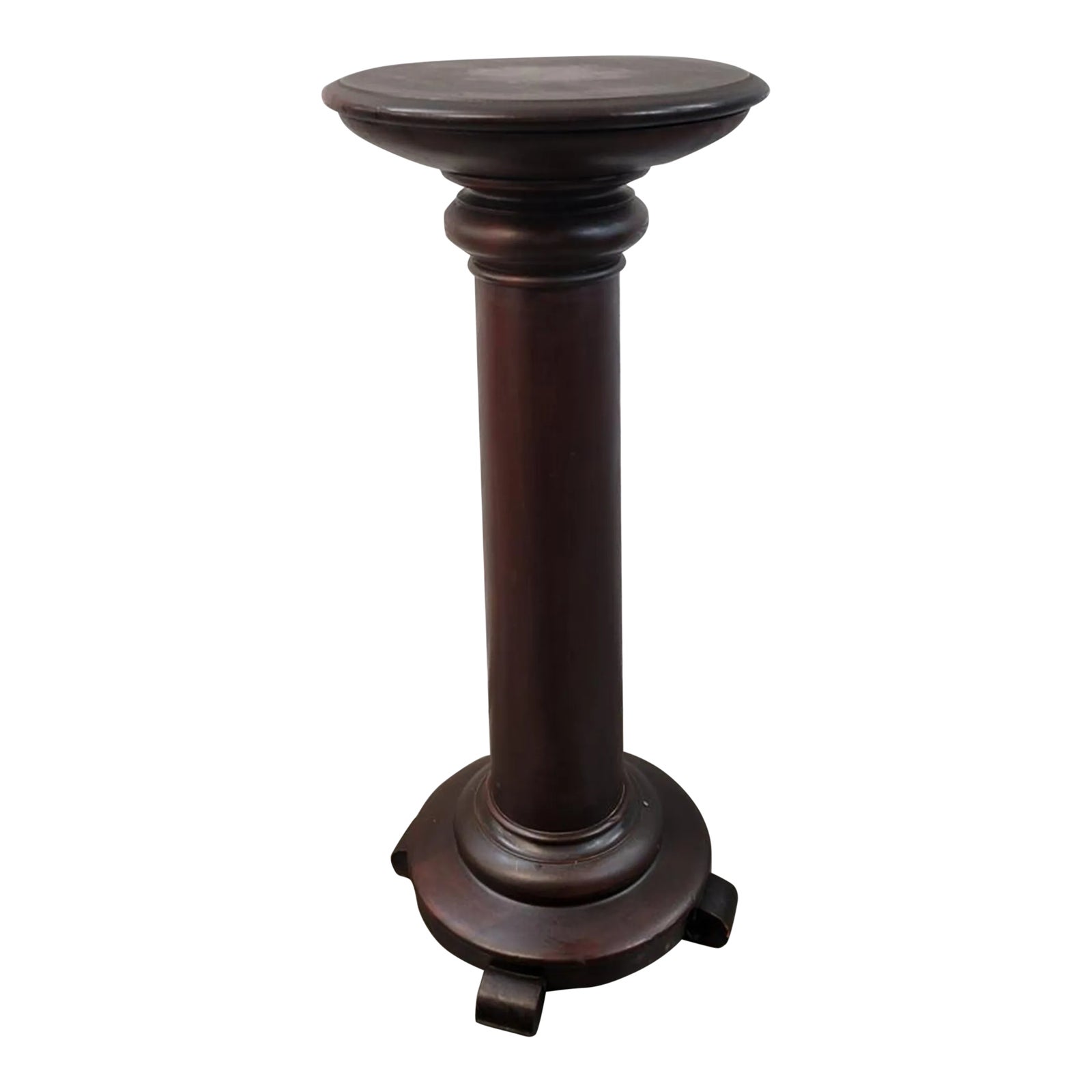 Antique American Mahogany Wood Column Pedestal Display Plant Stand ...