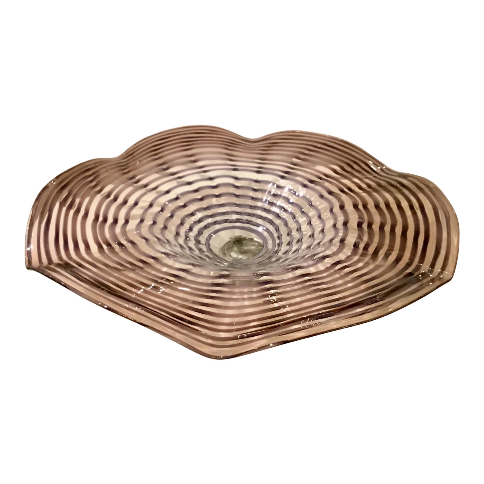 Large Modern Amethyst and Clear Art Glass Plate | Chairish