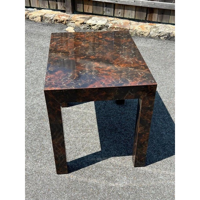 Post Modern Laminated Tortoiseshell Table | Chairish
