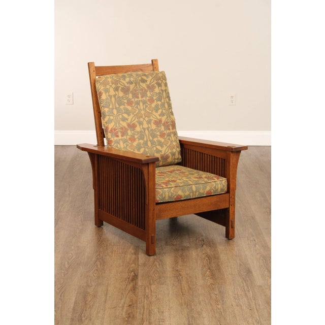 Stickley Mission Collection Oak Compact Spindle Morris Chair | Chairish