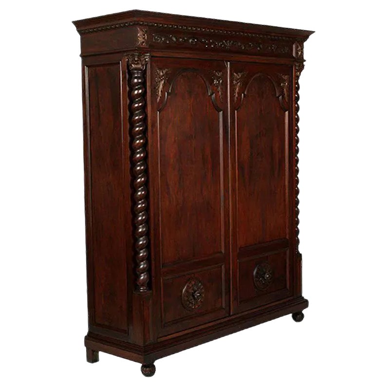 Renaissance Revival Wardrobe in Carved Walnut, 1890s | Chairish