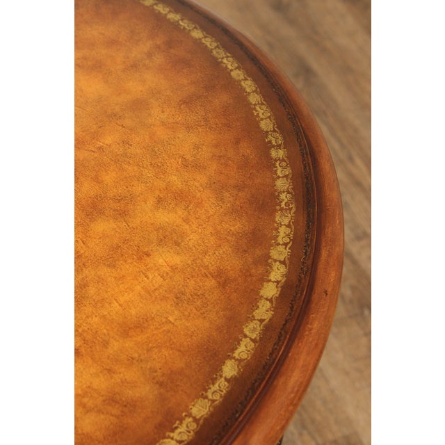 Maitland Smith Classical Round Leather Top Side Table | Chairish