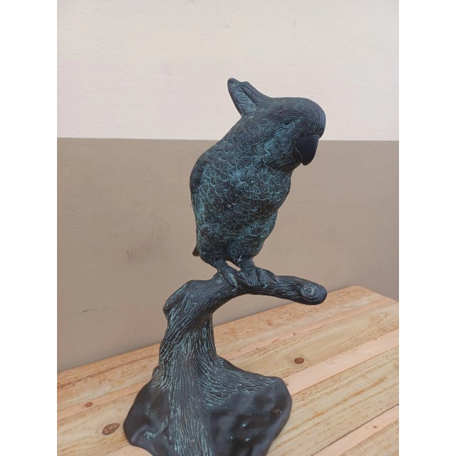 Mid 20th Century Maverick Parrot Sculpture With Patina | Chairish