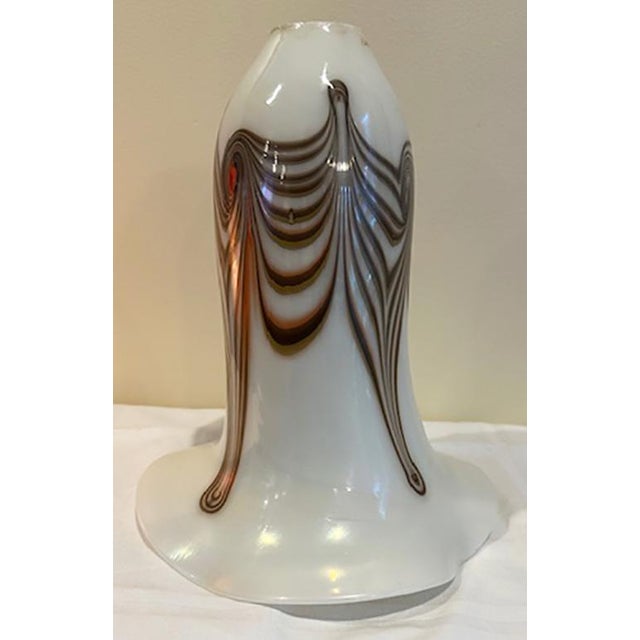 1970s Fellerman Feather Glass Pendant Lamp Shade | Chairish