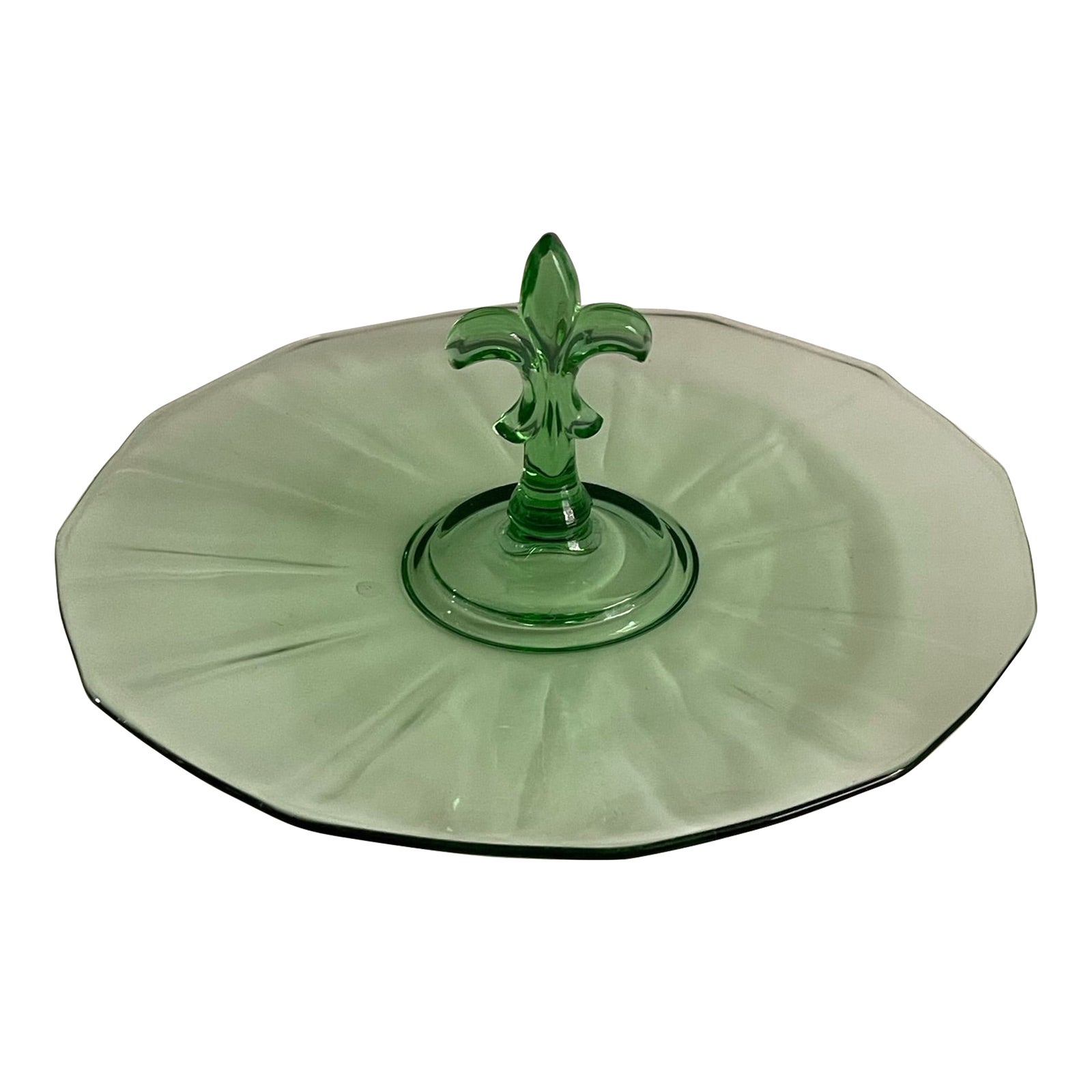 Vintage Fostoria Fleur De Lis Depression Glass Tidbit Tray | Chairish