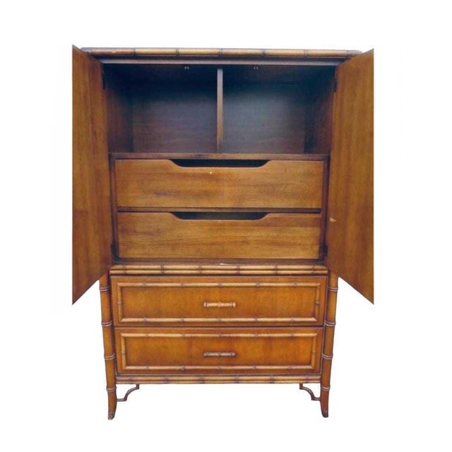 1970s Vintage Dixie Aloha Faux Bamboo Wood Armoire Dresser | Chairish