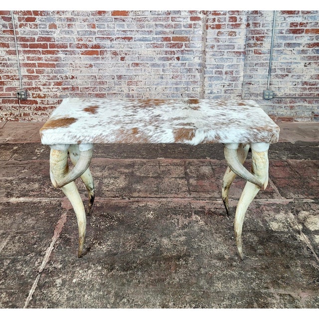 Horn & Cowhide Sofa Table or Console | Chairish