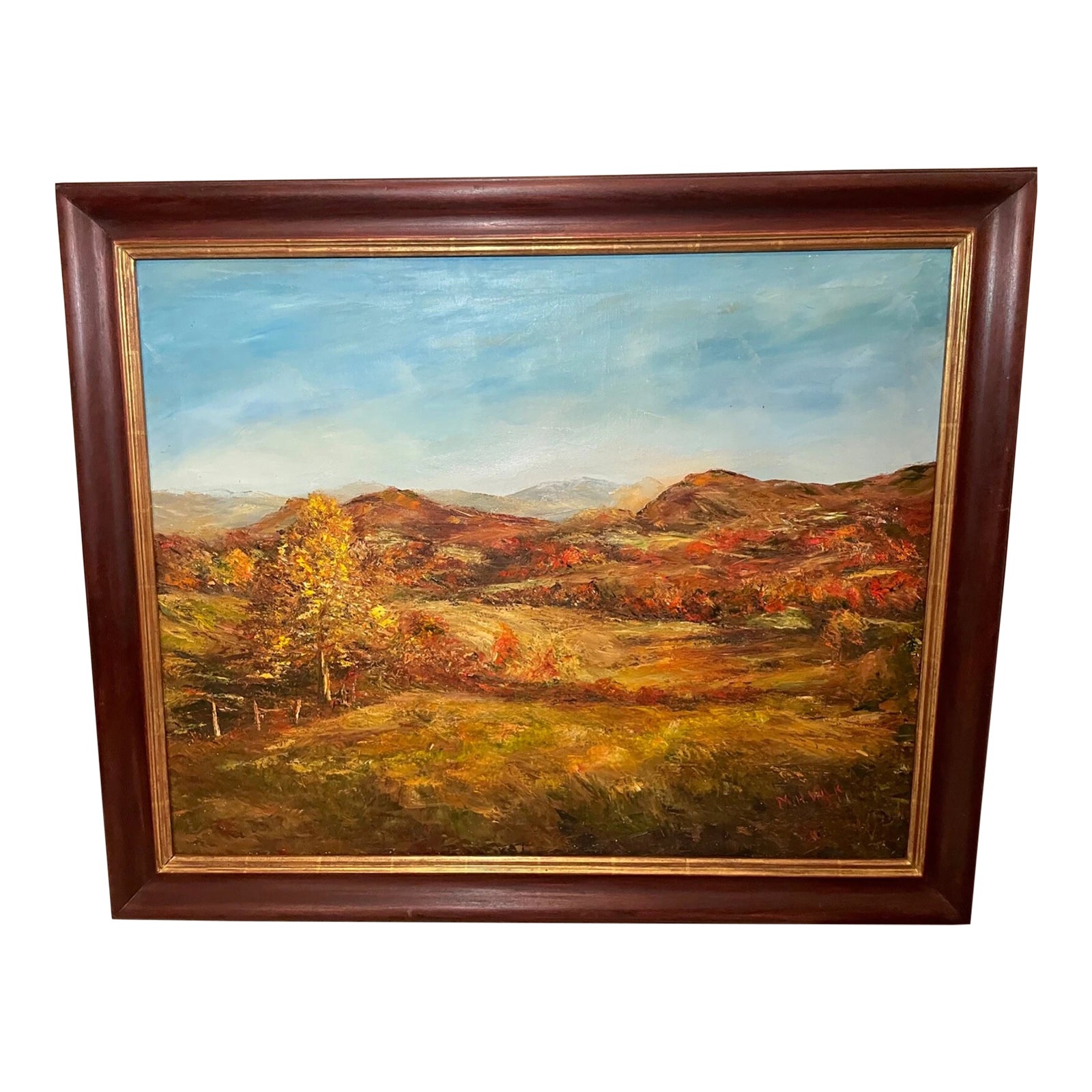 1980s Large m.h. Wilk, Autumnal Farm Landscape Expressionism Oil ...