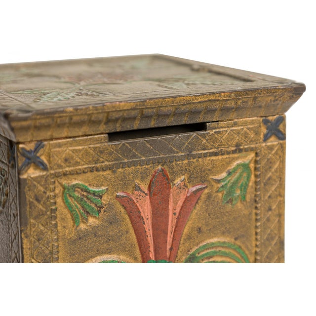 American Country Antique Cast Metal Floral Design Rectangular Coin ...